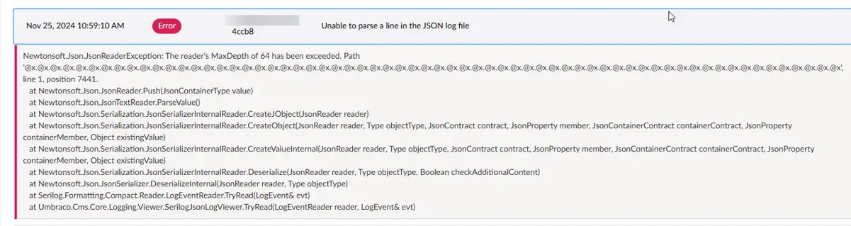 Fixing Newtonsoft JsonReader MaxDepth Error in Umbraco